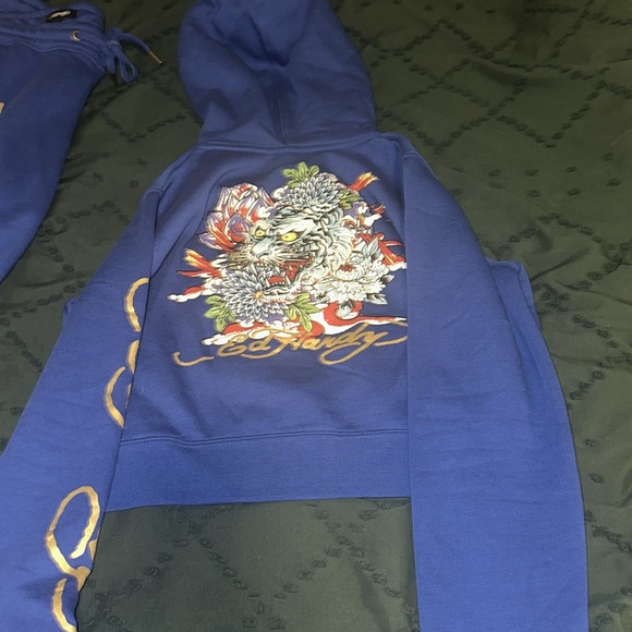 Ed Hardy | Pants & Jumpsuits | Ed Hardy Blue Set With Beautiful Designs ...